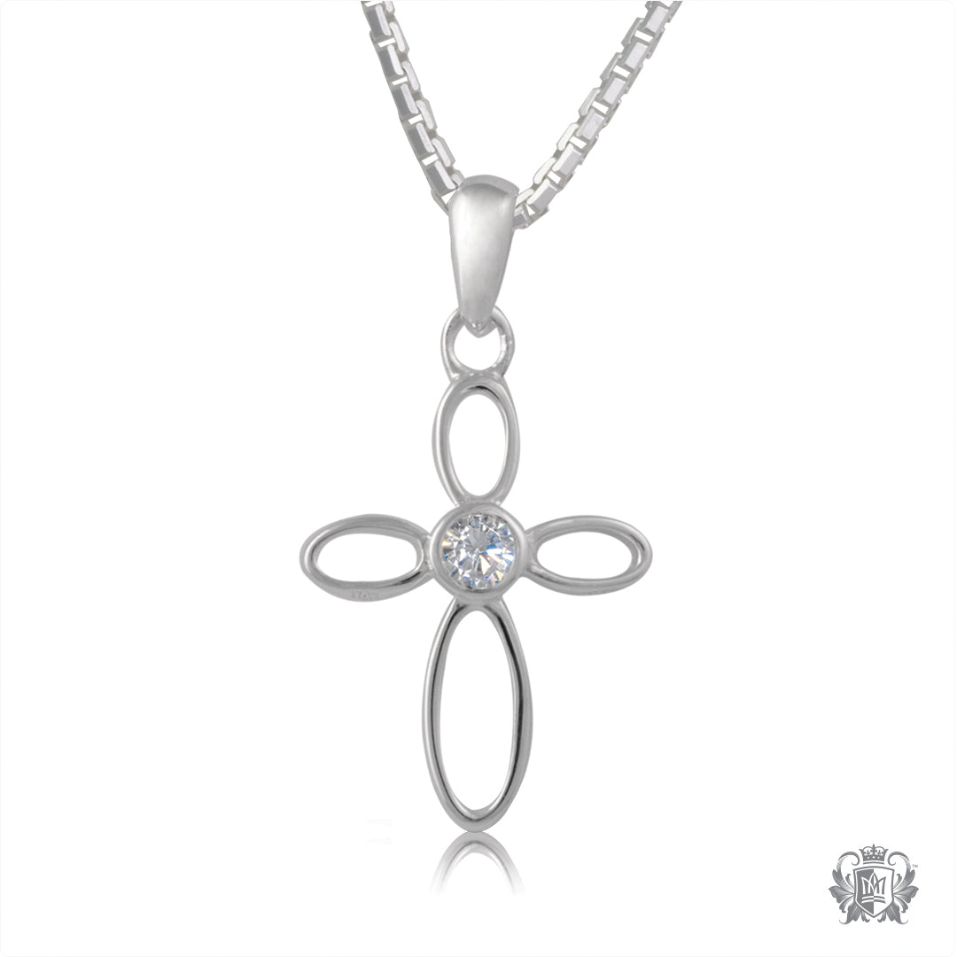 Looped Cross with Bezel Cubic – Metalsmiths Sterling